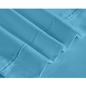RUVANTI Full Size Sheets Set, Brushed Microfiber Sheets 4 Pieces (1 Fitted Sheet, 1 Flat Sheet, 2 Pillowcases), with 15-inch Deep Pockets, Lightweight & Compfy Premium Hotel Bedding, Sky Blue