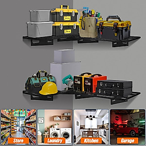 2-Pack 1.5x3FT Garage Shelving 17.7-inch-by-35.8-inch Wall Shelf Garage Storage Rack Wall Mounted Floating Shelves, Black