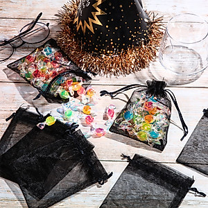 Mudder 50 Pack Organza Gift Bags Wedding Party Favor Bags Jewelry Pouches Wrap, 4 x 4.72 Inches (Black)