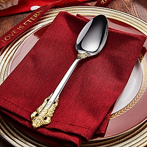 KEAWELL Gorgeous 5-Piece 18/10 Stainless Steel Hostess Serving Utensil Set, Dishwasher Safe, Gold Accent