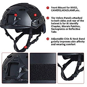 HYOUT Fast Base Jump Helmet PJ Style Airsoft Tactical Adjustable Helmets U.S Tactical Helmet for Paintball Outdoor Sports Hunting Shooting