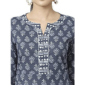 ROYALINK Indian Women's Tunic Tops Cotton Kurta for girls (as1, alpha, s, regular, regular) Grey