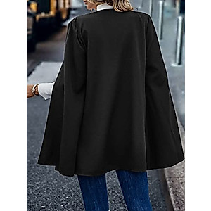 WDIRARA Women's Cape Blazer Cloak Split Sleeve Open Front Jacket Work Business Casual Blazer Solid Cape Coats Black M