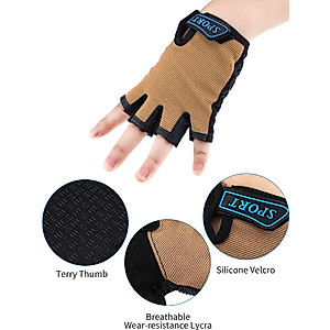 3 Pairs Kids Half Finger Gloves Sport Gloves Non-Slip Gel Gloves for Children Cycling Riding Biking (Cool, 3-5 Years)