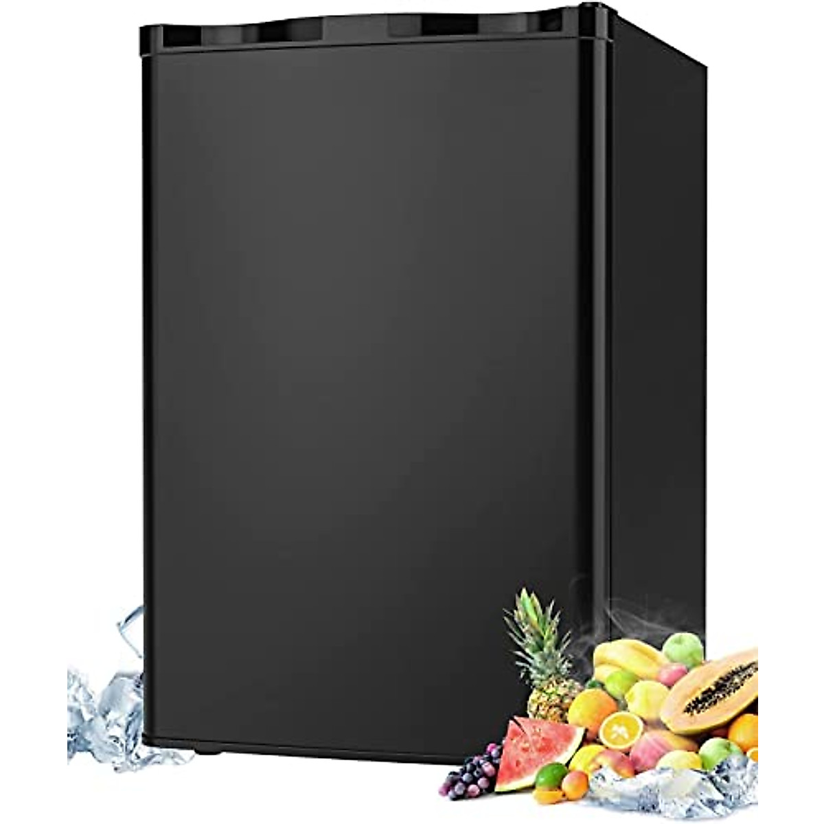 N A 4.5 Cu.Ft Mini Refrigerator Compact Refrigerator-Small Drink Food Storage Machine for Dorm, Garage, Camper, Basement or Office, Single Door Mini Fridge, stainless steel (Black)
