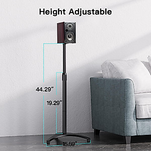 PERLESMITH Speaker Stand Height Adjustable - Extends 19.29" to 44.29" - Holds Satellite Speakers & Small Bookshelf Speakers up to 9 lbs, Floor Stands for Sony Bose Polk JBL Yamaha and Others - 1 Pair