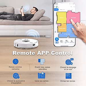 N2 Robot Vacuum with Self-Emptying, Wi-Fi Connected, Compatible with Alexa, Lidar Navigation, Sweep, Mop & Vacuum 3 in 1 Robot Vacuum Cleaner, Carpet & Hard Floor, Ideal for Pet Hair, Carpets White3