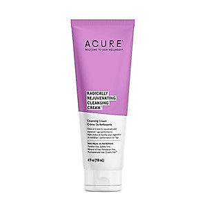 Acure Radically Rejuvenating Cleansing Cream - Foaming Creamy Facial Cleanser - Moisturizing Benefits of Olive Oil, Cocoa Butter and the Soothing Deep Cleanse of Mint - 4 oz