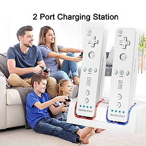 TechKen Dual Charging Station with 2 Rechargeable Batteries for Wii Controllers, Charging Dock for Wii Controllers, Wii Charger Station, Wii Charging Station