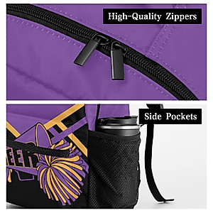 BigBigift Customized Cheerleader Purple Waterproof Backpack with Name for Hiking Camping Picnic 12.2(L)x5.9(W)x16.5(H)inch