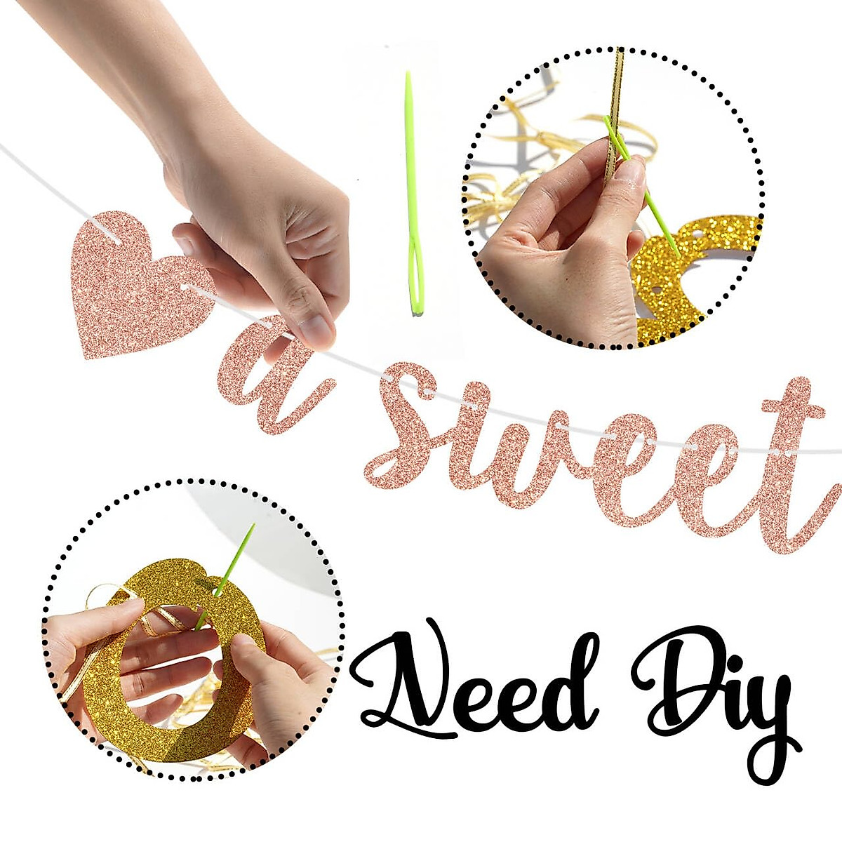 A Sweet Ending to A New Beginning Banner, Let the Adventure Begin, Graduation/Wedding/Retirement/Birthday Party Decorations (Rose Gold Glitter)