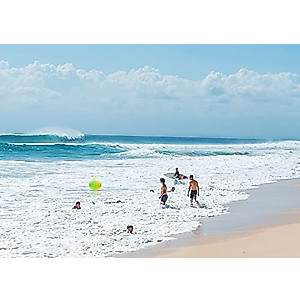 PENTA ANGEL Beach Balls 2PCS 12 Inch Inflatable/Blow Up Classic Rainbow Color Summer Swimming Pool Party Favors Water Toy Beachball for Women Men Adults Playing (Yellow&Green&White, 12 Inch)