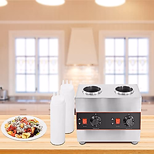 LYNICESHOP Electric Sauce Warmer, 2 Bottles Electric Warmer Butter Sauce Dispenser Sauce Warmer Pump Chocolate Sauce Warmer Toppings Bottle Warmer Food Sauce Dispenser Heater for Cheese, Caramel