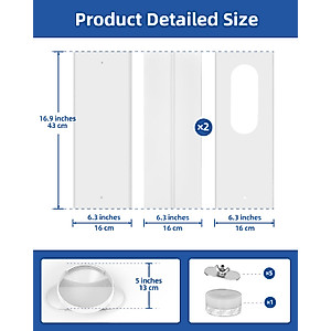 KGDJS Portable AC Window Kit, Universal Portable Air Conditioner Window Kit with AC Seal Panel, Adjustable Sliding AC Window Vent Kit for Vertical/Horizontal Window, Fit for 5.0" Exhaust Hose
