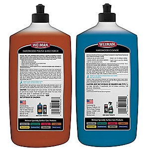 Weiman Hardwood Floor Cleaner and Polish Restorer Combo - 2 Pack - High-Traffic Hardwood Floor, Natural Shine, Removes Scratches, Leaves Protective Layer