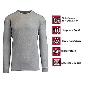 Galaxy by Harvic Mens Crew Neck Thermal Shirt (Multiple Sizes/Colors) Heather Grey