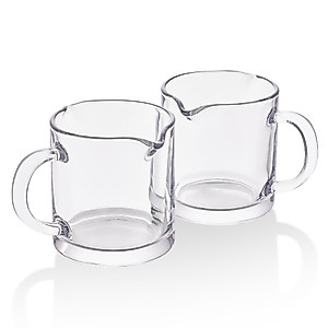 Espresso Cups Set of 2, 4 OZ Double Spouts Cups, Espresso Shot Glasses, Milk Cup with Handle, Clear Glass, Espresso Accessories for Espresso Machine