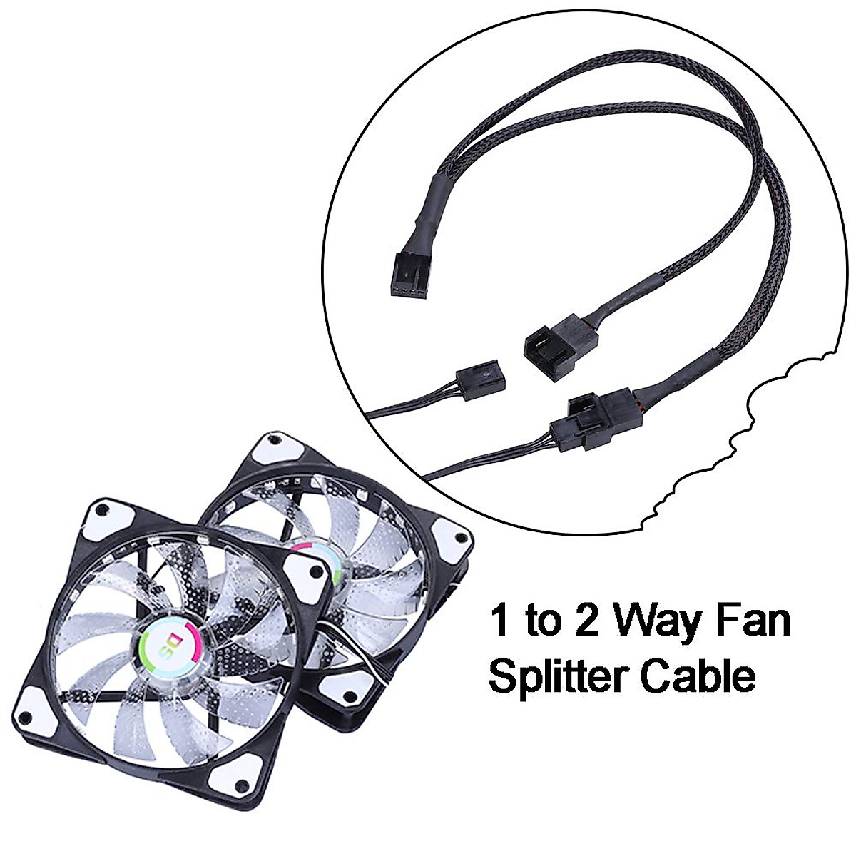 DS 2Pack 120MM RGB Case Fans with PC LED Strip Lighting, LED Silent Fans for Computer Cases, PC Case, CPU Cooler, Support to Aura or Mystic Light RGB SYNC (F Series)