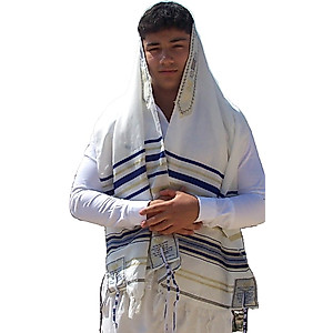 Holy Land Market New Covenant Prayer Shawl with Bag, Card & Tallit Brochure, Soft Fabric, 72x22 Inches for Women and Men
