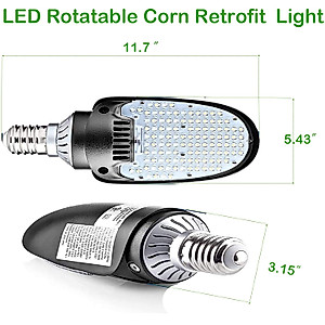 115W LED Shoebox Corn Retrofit Lamps - 5000K Daylight - Rotatable E39 Mogul Base - 15500 LM (500W MH Equiv.) - 180° Commercial LED Paddle Bulb - Retrofitting Parking Lot Wall Pack Flood Light