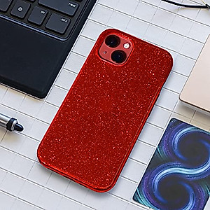 MATEPROX Compatible with iPhone 14 Case Bling Sparkle Cute Girls Women Protective Cases Cover for iPhone 14 6.1" 2022 (Red)