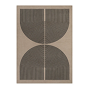 Lahome Modern Rainbow Easy Jute Rug, Washable 5x7 Area Rugs for Living Room Bedroom Black Farmhouse Indoor Outdoor Patio Rug, Contemporary Natural Throw Mat Non Slip Carpet for Office RV