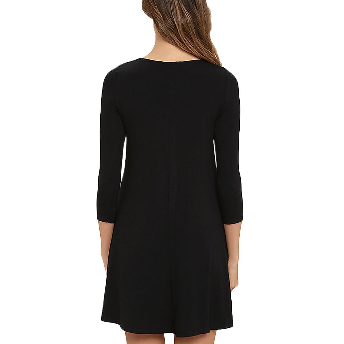 VIISHOW Women's Long Sleeve Casual Loose T-Shirt Dresses with Pocket Black,X-Large