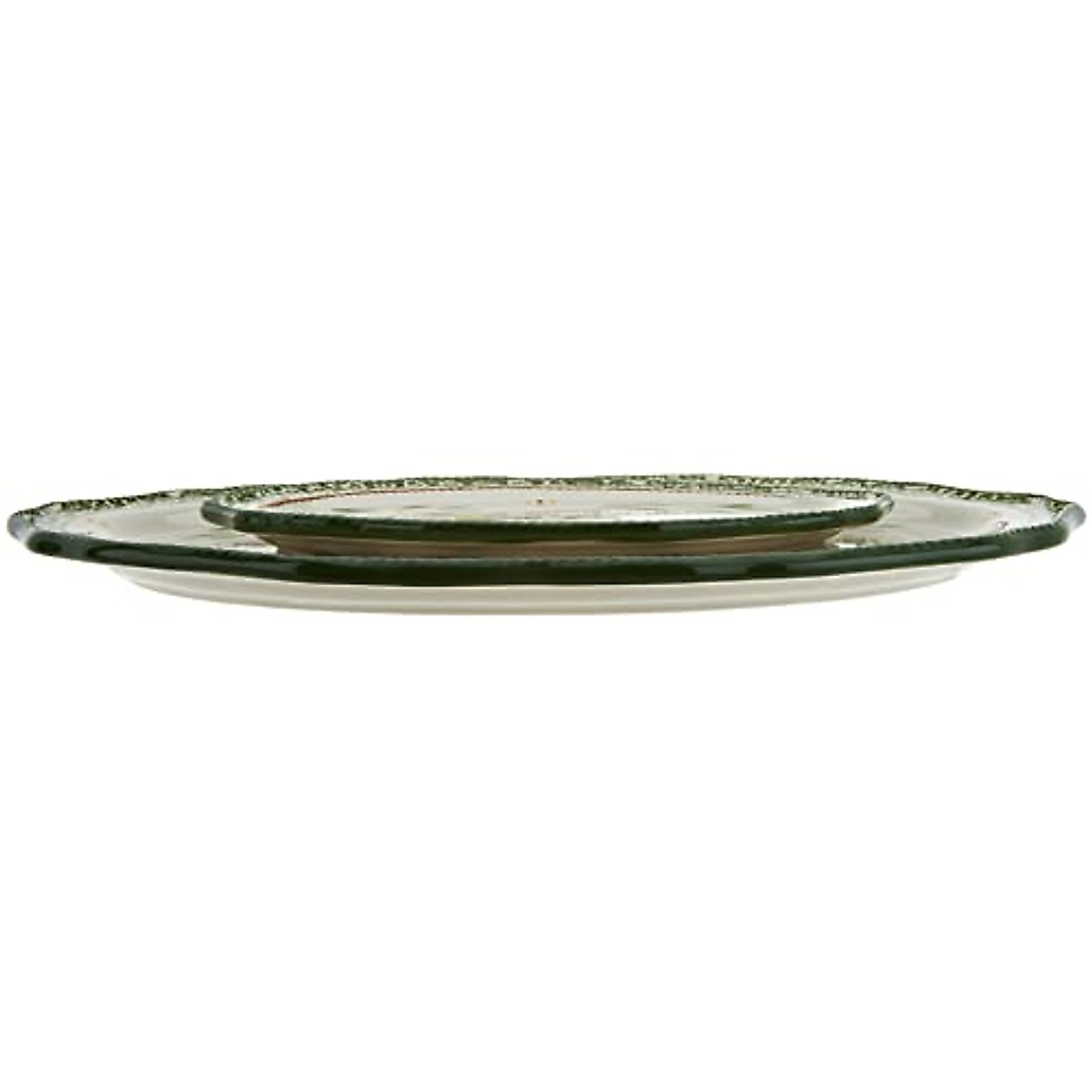 Temp-tations Ovenware Set of 2 Platters: 18inch x 13inch and 12inch x 8.75inch, Ceramic EW-G (Old World Green), 18inch and 12inch