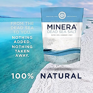 Minera Dead Sea Salt, 100% Pure & Natural, 2 lbs. Fine Grain (0-1.7 mm) Bulk Bag, Easily Dissolving Dead Sea Salts for Soaking & Bathing, Skin Nourishing Fine Sea Salt, Unscented