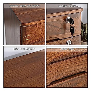 JAEFIT Solid Wood Storage Box - Flat File Cabinet, Wooden Desktop Storage Box with Lockable Drawers, Office Supplies A4/Receipt File Organizer (Size : 4 Layer)