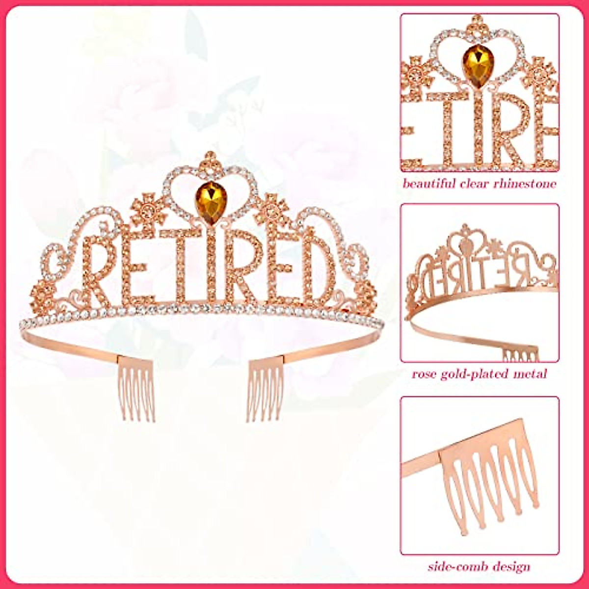 Retirement Party Decorations, Retirement Gifts for Women Retired Tiara Retired Crown Rose Gold