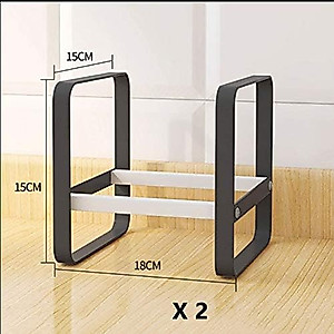 Kitchen Cabinet Storage Shelves Plates Dishes Chopping Board Storage Rack Bowl Cup Holder Multifunction Kitchen Closet Organizer (2PCS L)