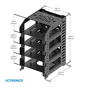 UCTRONICS for Raspberry Pi Cluster, Metal Rack Case with Protection Shield, 4 Removable Layers and 2 Cooling Fans, Support Raspberry Pi 4B, 3B+/3B and Other B Models, Optional 2.5" SSD Mounting Plate