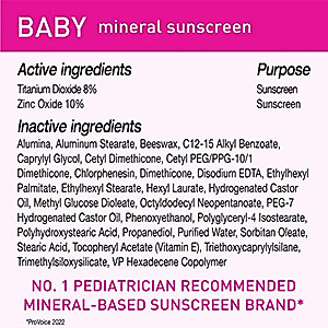 BLUE LIZARD Baby Mineral Sunscreen with Zinc Oxide, SPF 50+, Water Resistant, UVA/UVB Protection with Smart Cap Technology - Fragrance Free, 3 Ounce Tube