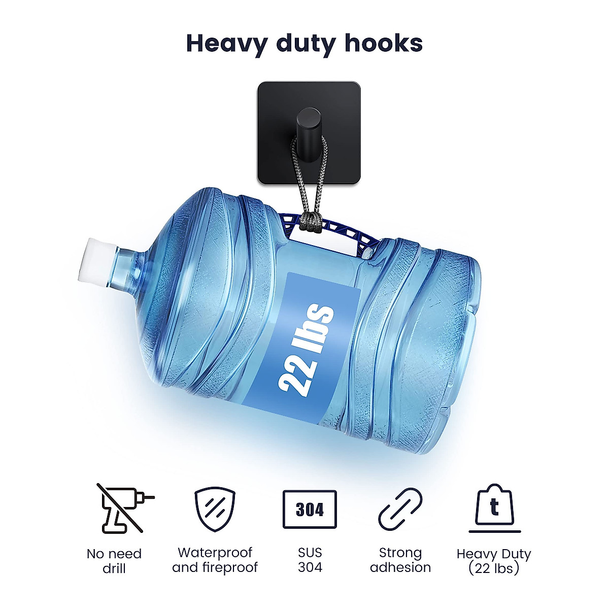 xdgeLoad Heavy Duty Adhesive Hooks, Bath Towel Hooks 24 Pack, Adhesive Wall Hooks for Bathrooms/Coat/Robe/Kitchen, Non-Punching self-Adhesive Hooks, Matte Stainless Steel Black