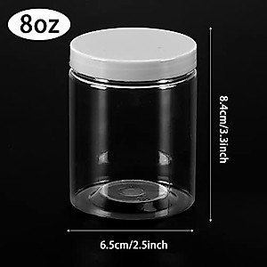 Habbi 24 Pack 8oz Slime Containers with Lids Plastic Jars Containers for Slime with White Water-Tight Lids and Stickers Mini Storage for DIY Slime Making, Candy, Beads, Art Crafts, Lotion, BPA Free