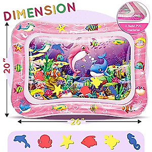 Infinno Tummy Time Water Mat for Babies, Baby Toys for 3 6 9 Months Girls and Boys Sensory Development, Pink Dolphin Style and Yellow Octopus Style