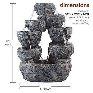 Alpine Corporation WIN1140 Cascading Fountain, 10" L x 7" W x 14" H, Gray