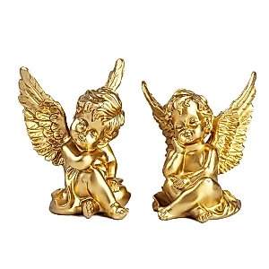 Golden Angel Small Decoration Resin StatueCreative Decoration Home Accessories Decoration Birthday Gift (Set of Angel Ornaments)