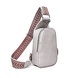 Women Chest Bag Sling Bag Crossbody Leather Backpack Ladies Shopping Trip Fashion Fabric Shoulder Straps Multiple Pockets