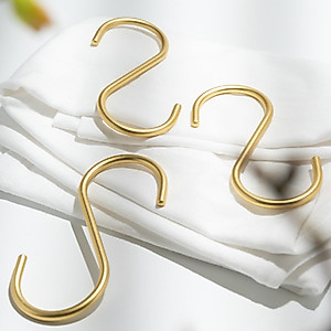 20Pcs Gold S Hooks,Aluminum Alloy S Shaped Universal Hooks,Heavy Duty S Hanger Hooks,Utility S Hooks for Bathroom,Cloakroom,Kitchen Pots Pans Cups