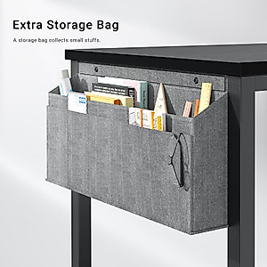 Foxemart 47 Inch Computer Desk with Magic Power Outlets and USB Charging Ports, Sturdy Modern Office Desks with Storage Bag and Hook, PC Laptop Study Writing Table, Simple Gaming Desk, Black