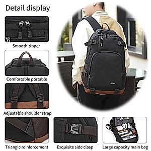 JOTHIN School Backpack for Laptop Backpack Bookbags for Travel or Work Backpack for Men Women Canvas Backpack(Black)