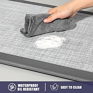 WEZVIX Anti Fatigue Kitchen Mat [2 PCS], Cushioned Kitchen Rugs and Mats Non-Skid, Waterproof Floor Mat, Ergonomic Comfort Foam Standing Mat for Floor, Kitchen, Office, Sink, Laundry - Grey and Grey