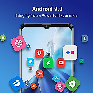 Xgody X14 Unlocked Smartphones, 6.52 Inch Large Screen 4G Dual Sim Mobile Phones, Dual 5MP + 256GB Extended Storage Cheap Cell Phones, Android 9.0 OS, 3000mAh Massive Battery, Face Recognition (Blue)