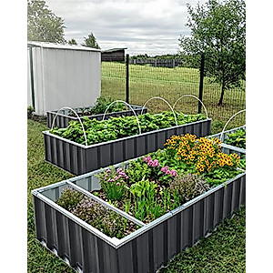 KING BIRD 101"x 36"x 18" Galvanized Raised Garden Bed 2 Installation Methods for DIY Outdoor Heightened Steel Metal Planter Kit Box for Deep-Rooted Vegetables, Flowers, Large Raised Bed Kit(Dark Grey)