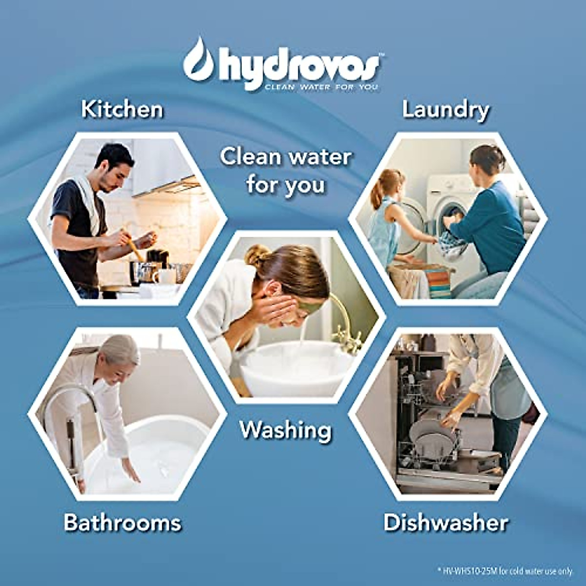 HYDROVOS 25-Micron 10" x 2.5" Whole House Water Filter, NSF 42 Certified Universal Fit 10 Inch Sediment Filter Replacement Cartridge for Standard RO Unit and Home Water Filtration Housing, 4 Packs