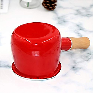 BESTONZON Enamel Milk Pan Butter Warmer Two Pour Spouts Mini Cooking Pot for Noodle Butter Coffee Baby Food (Random Color)