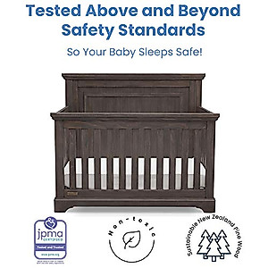 Simmons Kids SlumberTime Paloma 4-in-1 Convertible Crib, Rustic Grey + Serta Perfect Slumber Dual Sided Recycled Fiber Core Crib and Toddler Mattress (Bundle)