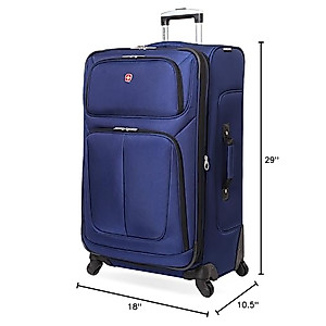 SwissGear Sion Softside Expandable Luggage, Blue, Checked-Large 29-Inch